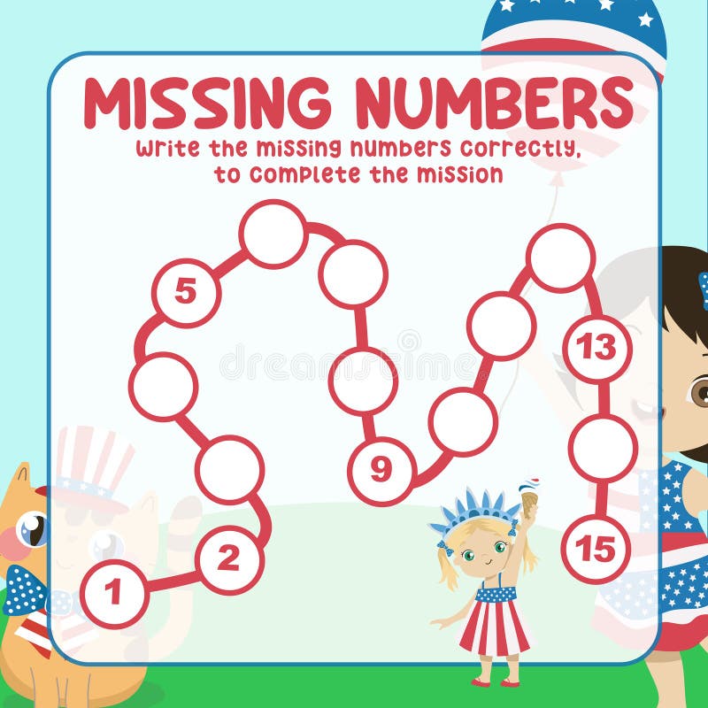 Missing Numbers Worksheet. Write the Answer Correctly. Stock Vector ... Missing Numbers Worksheet. Write the Answer Correctly. Stock Vector ...