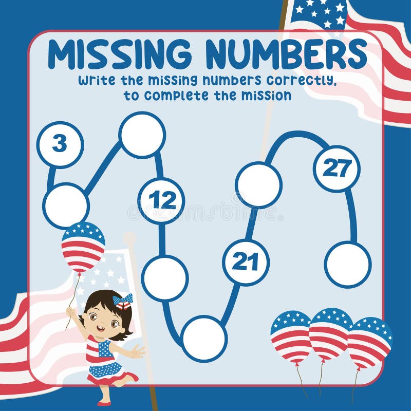 Missing Numbers Worksheet. Educational Printable Math Worksheet. Stock ...