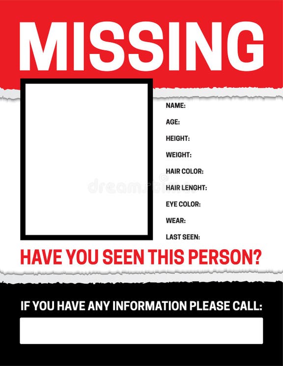 Missing Person Template Stock Illustrations – 270 Missing Person ...
