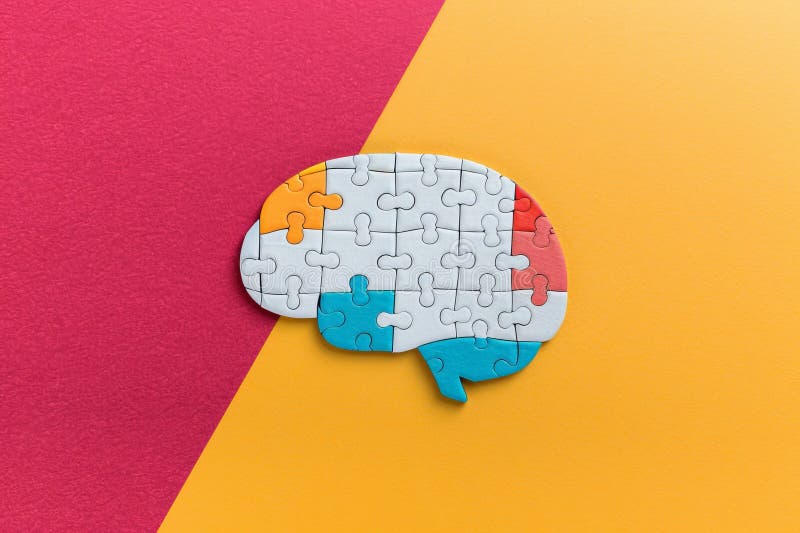 Missing Piece Brain Puzzle on Vibrant Colorful Background Concept ...