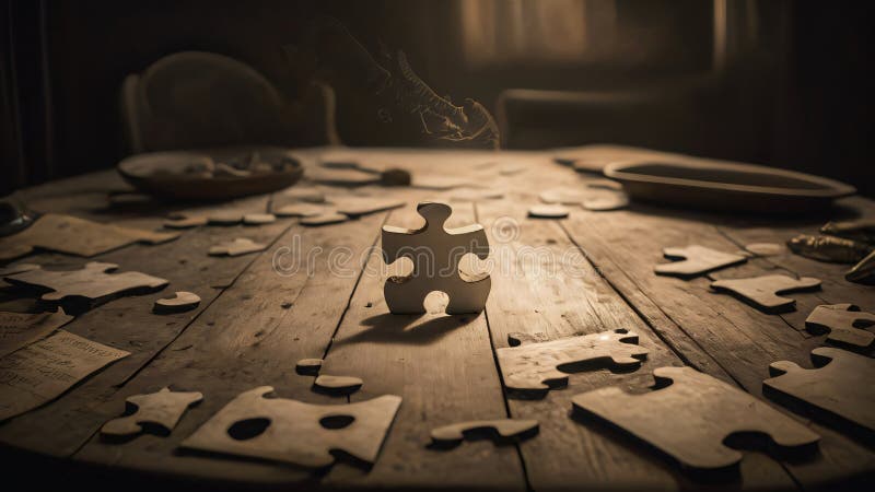 Missing Piece Jigsaw Puzzle on Rustic Wooden High Quality Image Stock ...