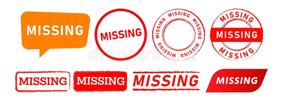 Missing Rectangle Circle Stamp and Speech Bubble Sign for Information ...