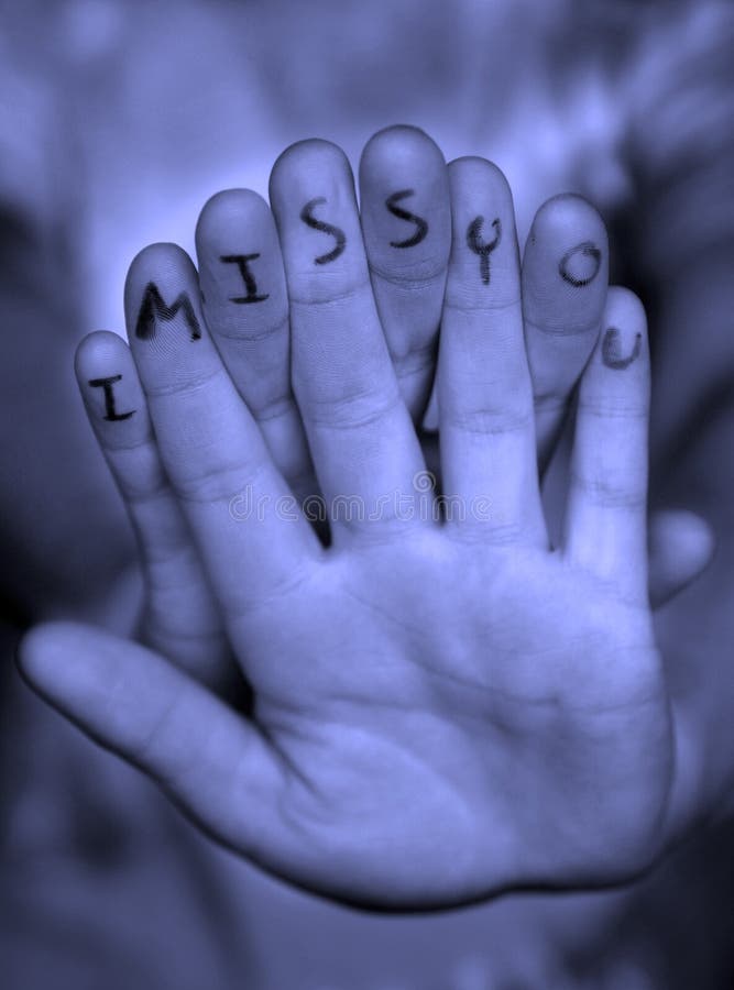Missing You Finger Message stock photo. Image of relationship - 19135894