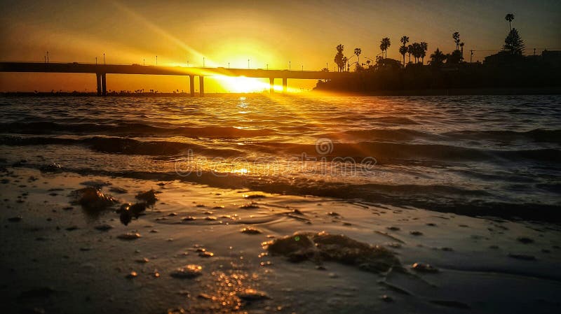 Mission Bay sunset stock image. Image of mission, beach - 97873461