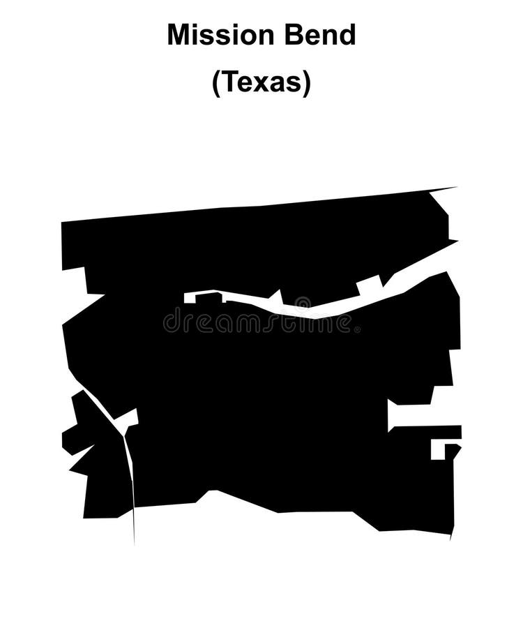 Mission Bend outline map stock vector. Illustration of tourism - 357647601