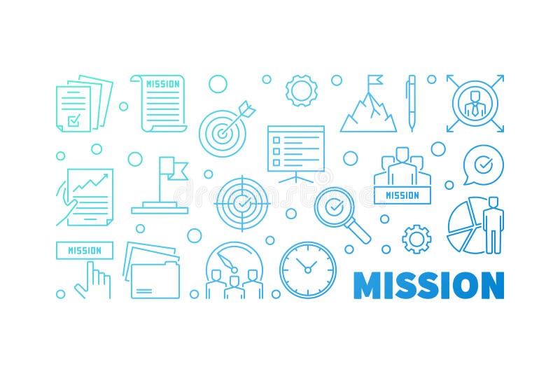 Mission Blue Vector Concept Illustration in Outine Style Stock Vector ...