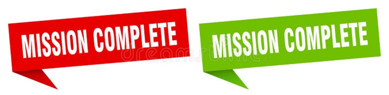 Mission Complete Banner. Mission Complete Speech Bubble Label Set Stock ...
