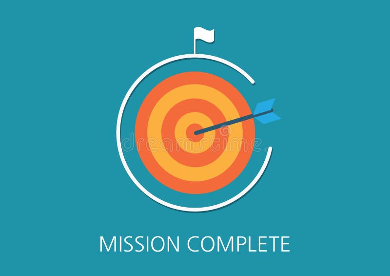 Mission Complete Text with Thumbs Up Design Stock Vector - Illustration ...