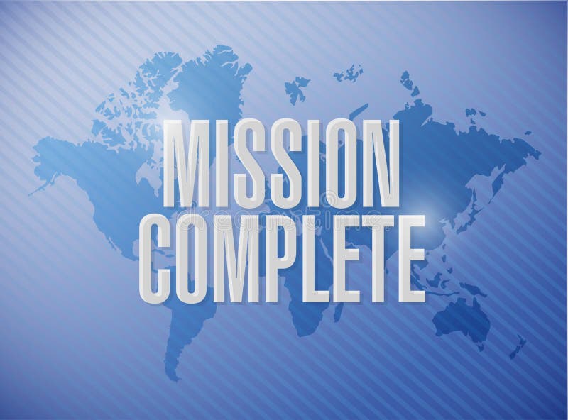 Mission Complete World Map Sign Concept Stock Illustration ...