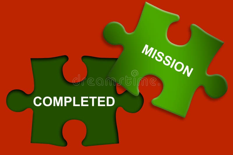 Mission Completed Text on Jigsaw Puzzle Stock Illustration ...