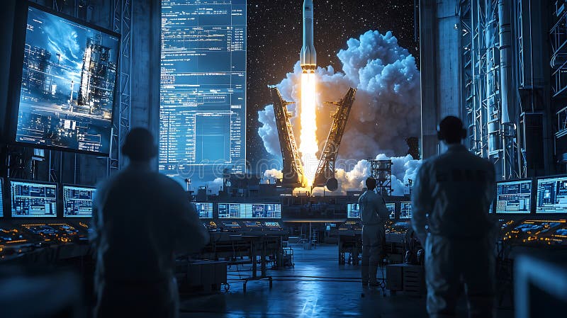 Mission Control Team Monitors Rocket Launch in High Tech Environment ...