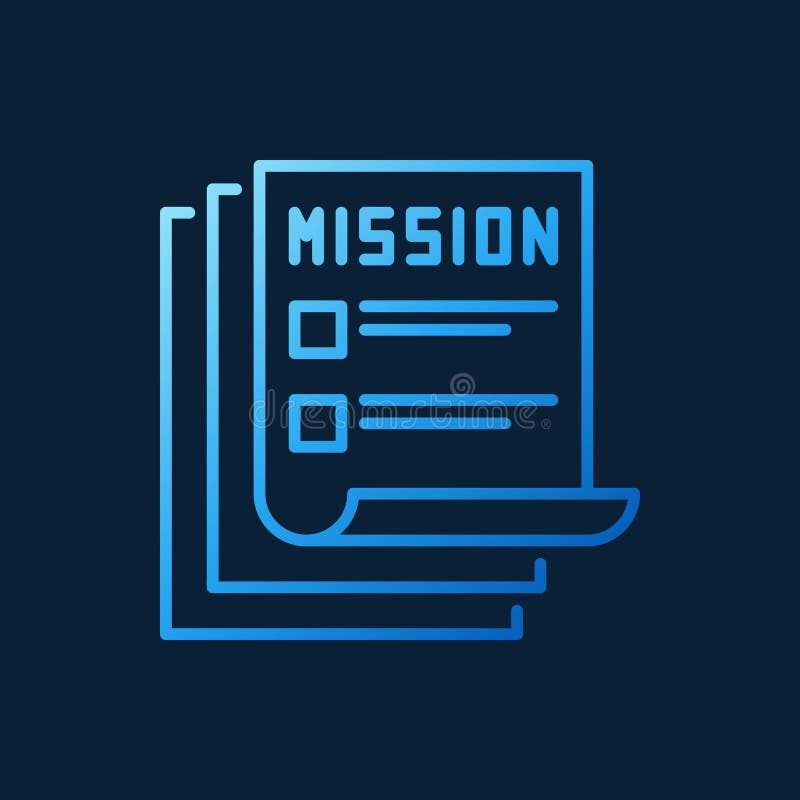 Mission Documents Vector Blue Outline Icon Stock Vector - Illustration ...