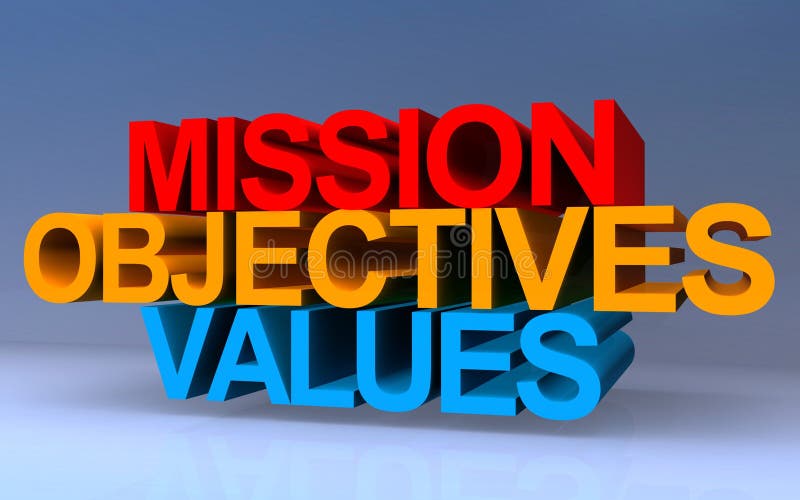 Mission Objectives Values on Blue Stock Illustration - Illustration of ...