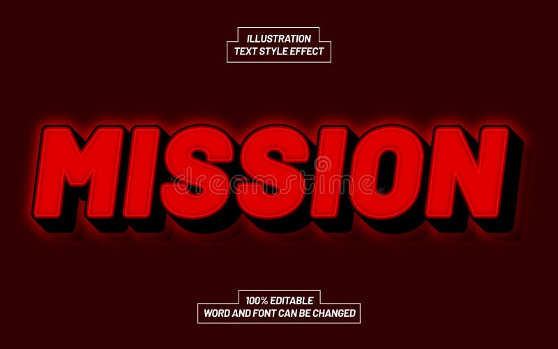 Mission Red 3D Bold Text Style Effect Stock Vector - Illustration of ...