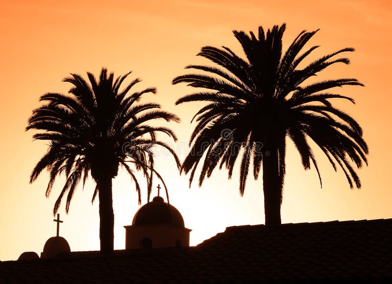 Mission Sunset stock photo. Image of silhouette, architecture - 1424414