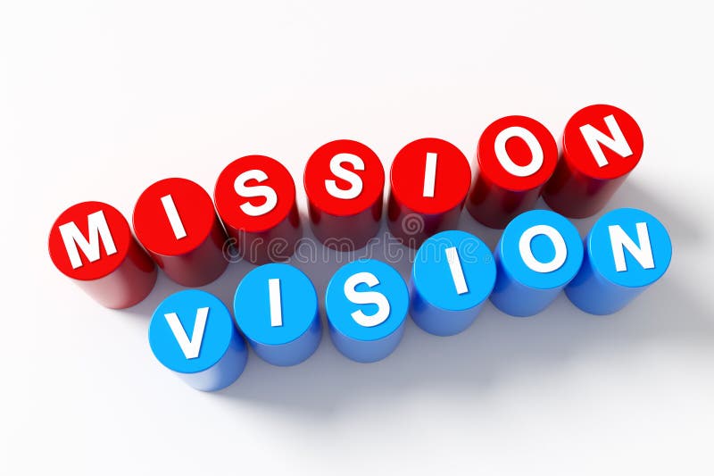 Mission and Vision Concept Represented by Red and Blue Cylinders Stock ...