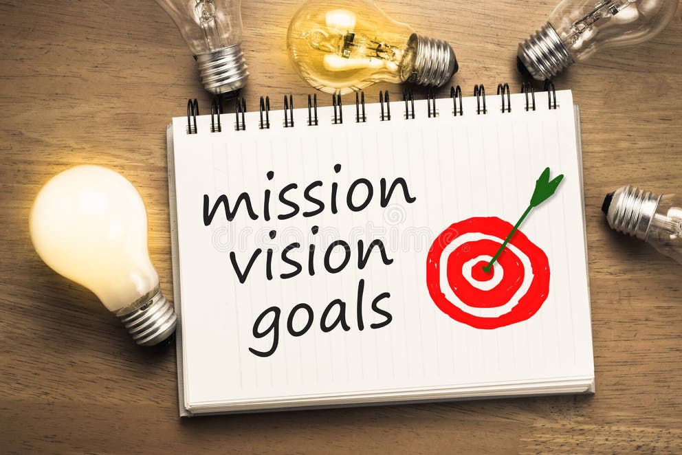 Mission Vision Goals stock photo. Image of bulb, inspire - 75953952