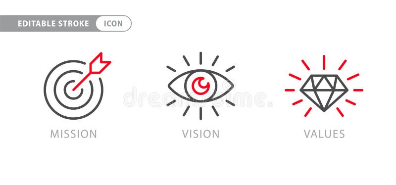 Mission, Vision and Values. Business Strategy Icons Stock Vector ... Mission, Vision and Values. Business Strategy Icons Stock Vector ...