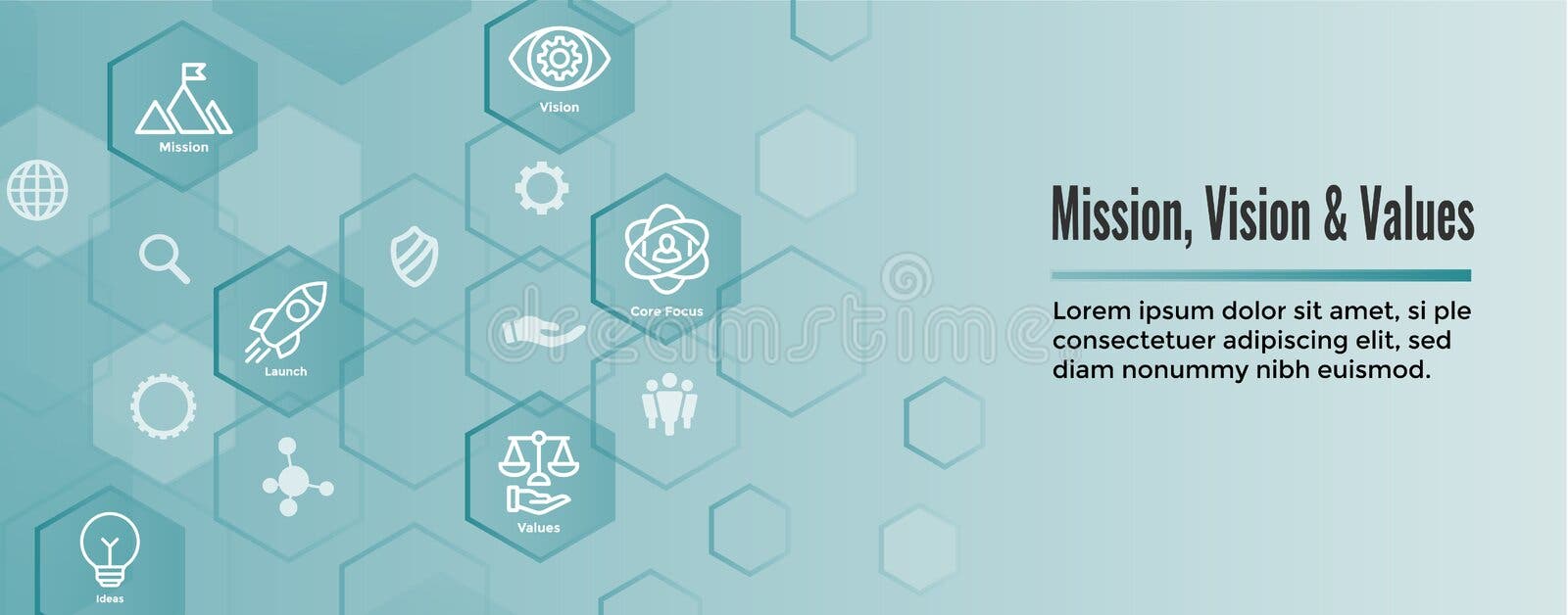 Mission Vision Values Icon Set and Web Header Banner Stock Vector ...
