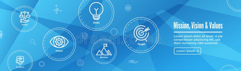 Mission Vision Values Icon Set and Web Header Banner Stock Vector ...