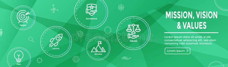 Mission Vision Values Icon Set and Web Header Banner Stock Vector ...