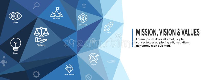 Mission Vision Values Icon Set and Web Header Banner Stock Vector ...