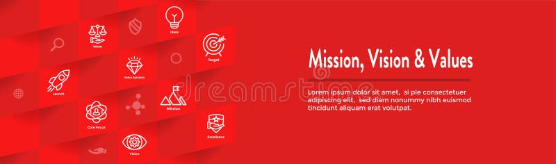 Mission Vision Values Icon Set and Web Header Banner Stock Vector ...