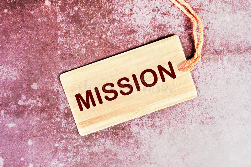 Mission Word on a Card with a Rope on an Abstract Background Stock ...