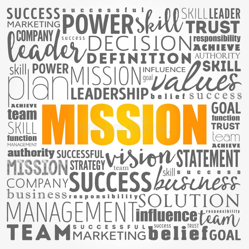 MISSION word cloud collage stock illustration. Illustration of achieve ...