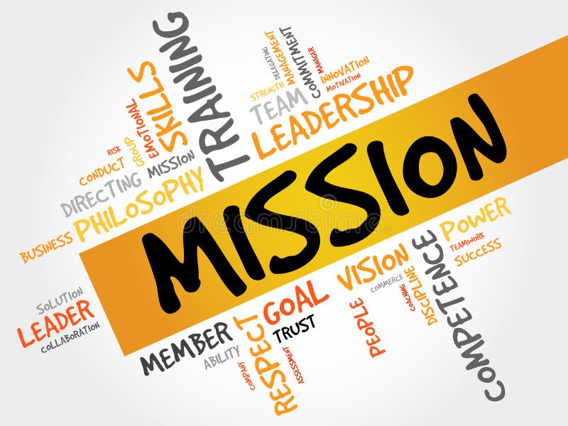 MISSION word cloud stock illustration. Illustration of achieve - 202389807