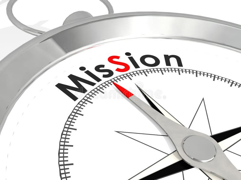 Compass with mission word stock illustration. Illustration of goal ...
