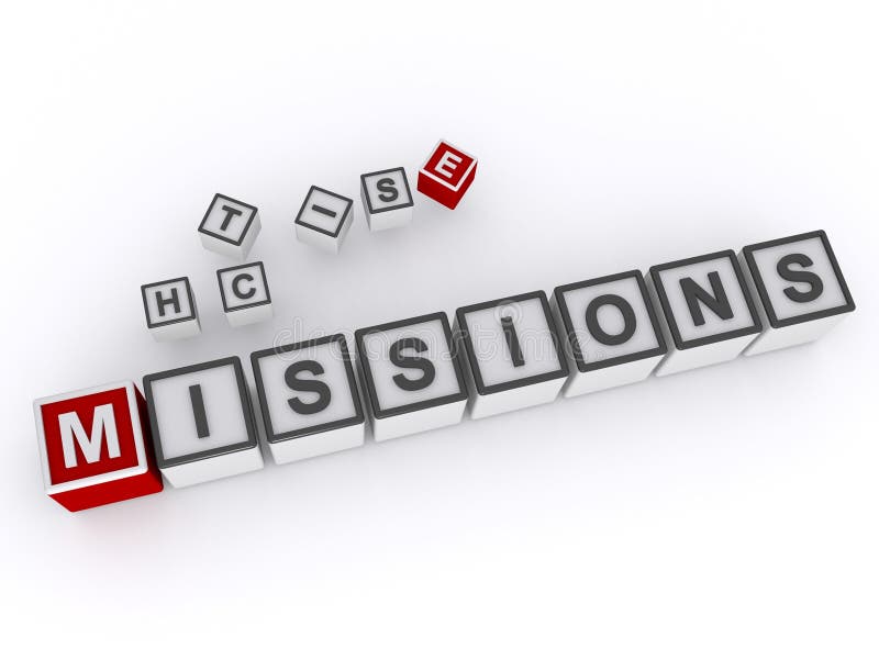 Missions Word Block on White Stock Illustration - Illustration of ...