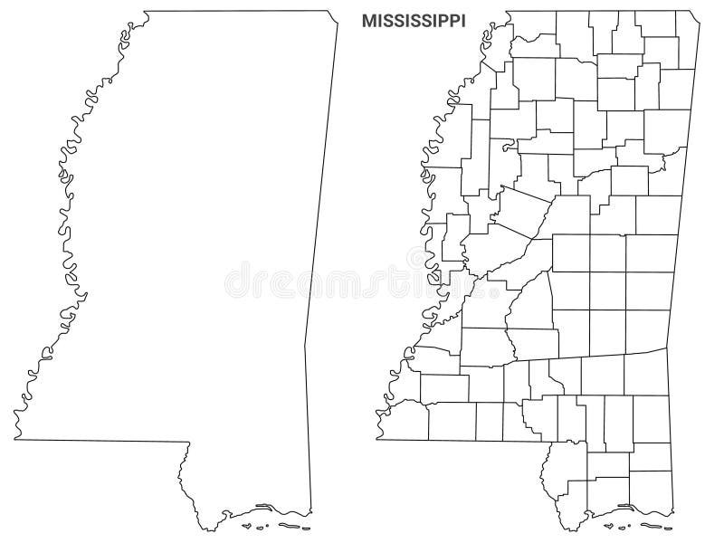 Mississippi Counties Outline Map Set - Illustration Version Stock ...