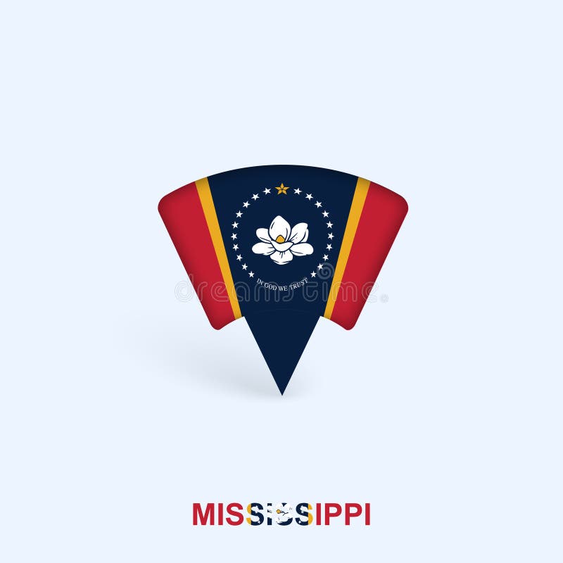 Mississippi Flag Map Pointer Design with Shadow Stock Vector ...