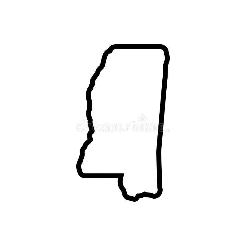 Black Line Icon for Mississippi, Map and Country Stock Vector ...