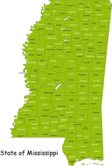 Mississippi map stock vector. Illustration of atlas, vector - 10215290