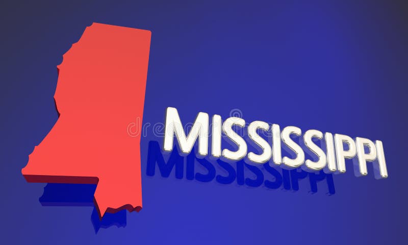 Mississippi MS Red State Map Name Stock Illustration - Illustration of ...