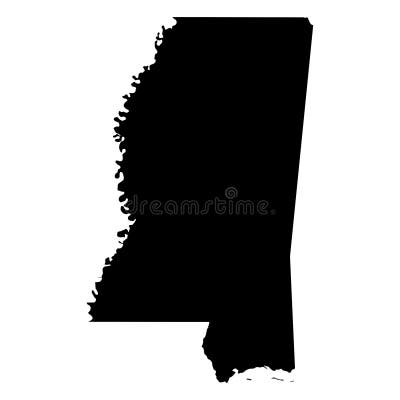 Mississippi MS State Border USA Map Solid Stock Vector - Illustration ...
