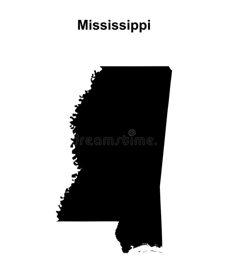 Mississippi outline map stock vector. Illustration of silhouette ...