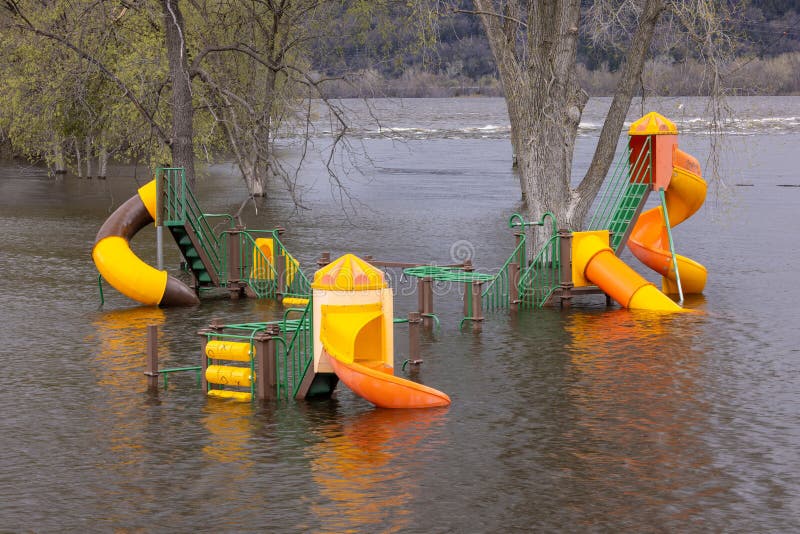 Mississippi River Floodwaters Overtaking a Playground Stock Image ...