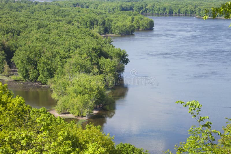 Mississippi River in Iowa during Spring Stock Photo - Image of trees ...