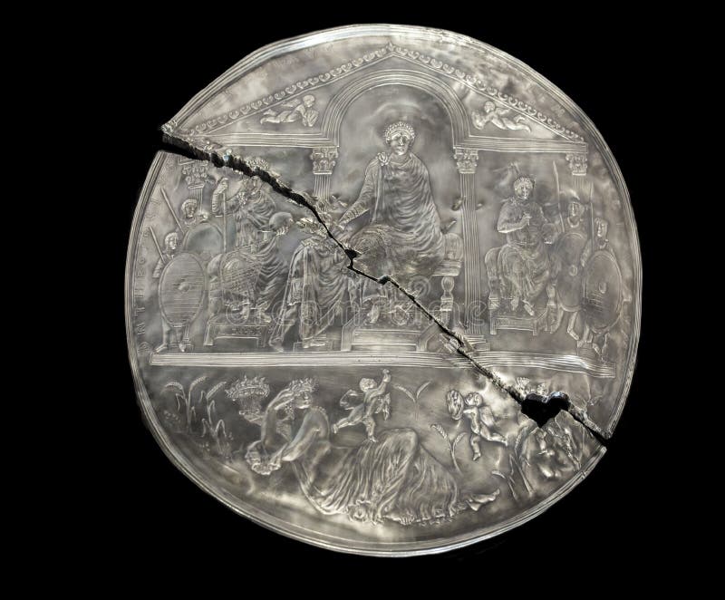 Missorium Di Teodosio I Dettaglio Dell'imperatore Immagine Stock ...