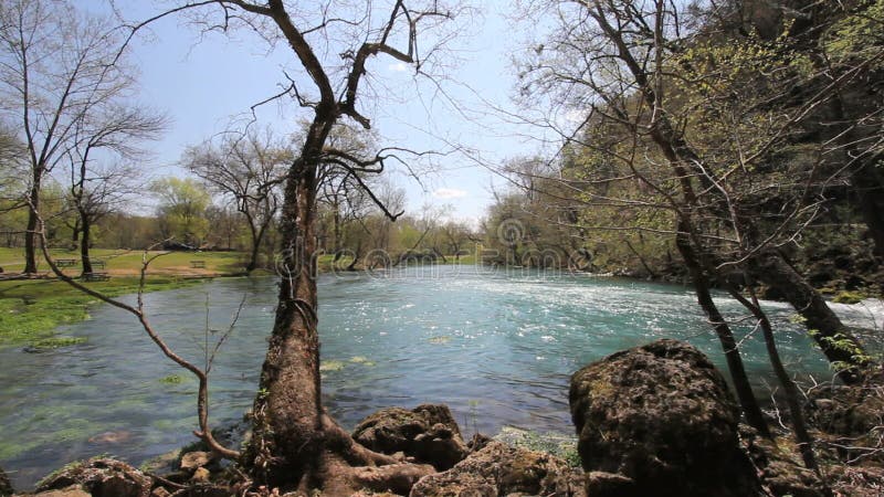 Missouri Current River through Trees at Big Spring Stock Video - Video ...