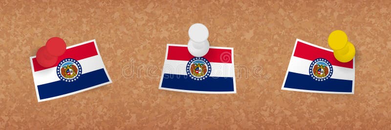 Missouri Flag Pinned in Cork Board, Three Versions of Missouri Flag ...