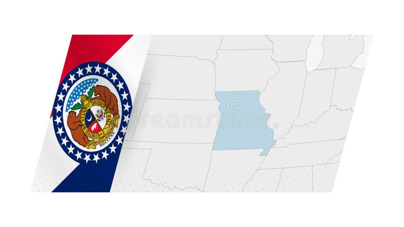 Missouri Map in Modern Style with Flag of Missouri on Left Side Stock ...
