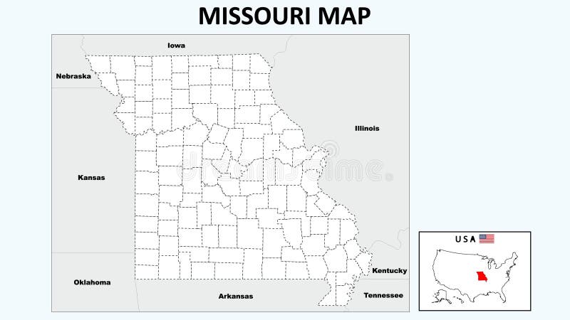 Missouri Map. Political Map of Missouri with Boundaries in Outline ...