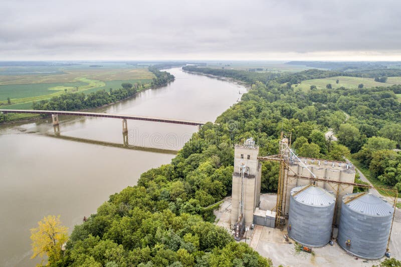 Missouri River at Miami, MO Aerial View Stock Photo - Image of river ...