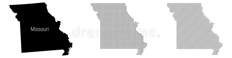 Missouri Silhouette Map and Two Patterns of Dots and Slanted Lines ...