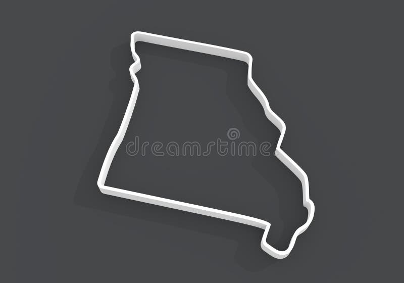 Missouri State 3d Map. Thin Line Style Stock Illustration ...