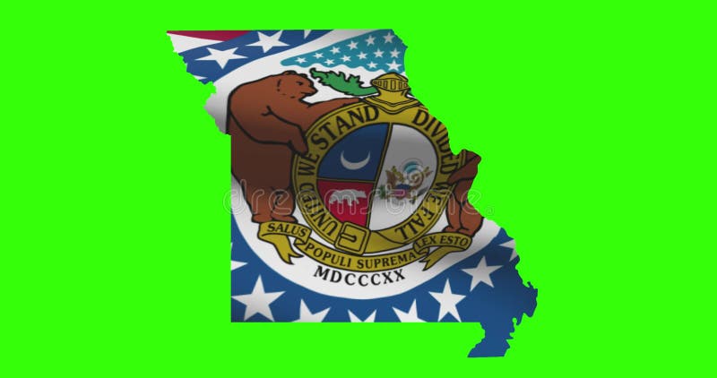 Missouri State Map Outline with Flag Animation on Green Screen Stock ...